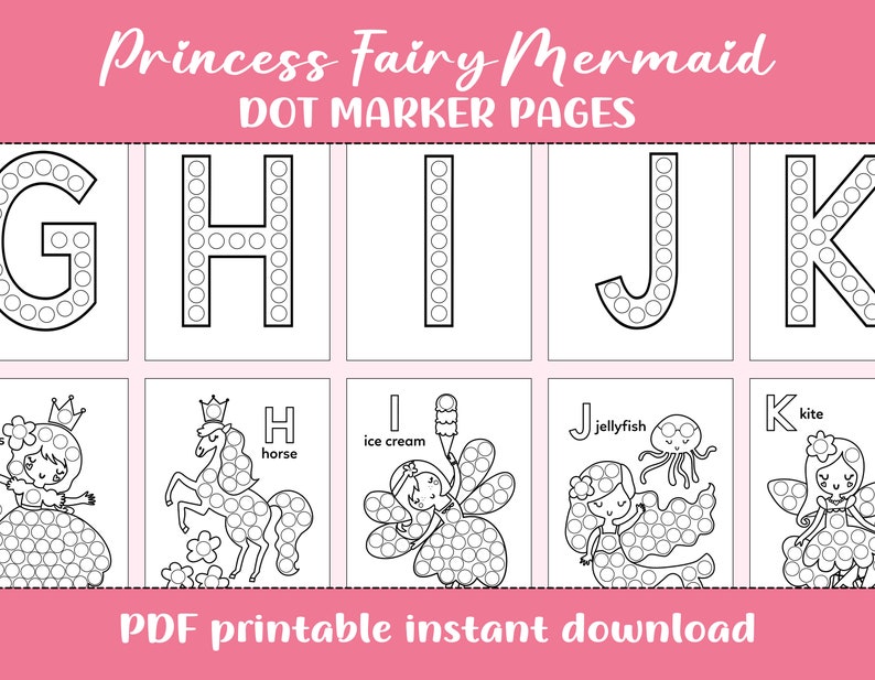 Princess Coloring Pages, Dot Marker Coloring Pages, Children Coloring ...