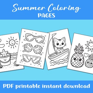 Summer Coloring Pages Bundle, Instant Download, Kids Summer Fun ...