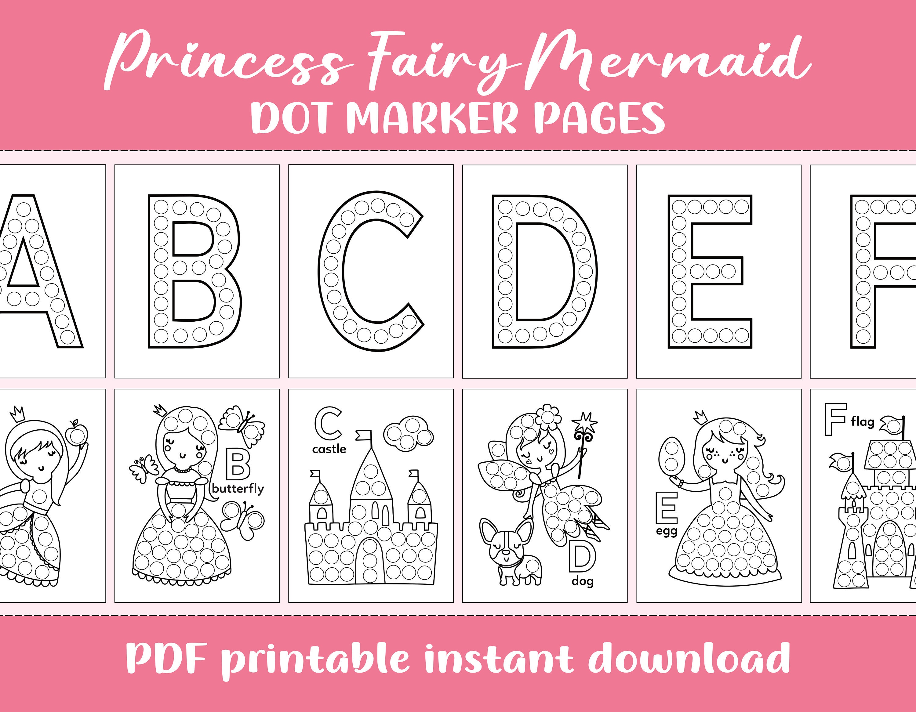 Princess Coloring Pages, Dot Marker Coloring Pages, Children Coloring ...