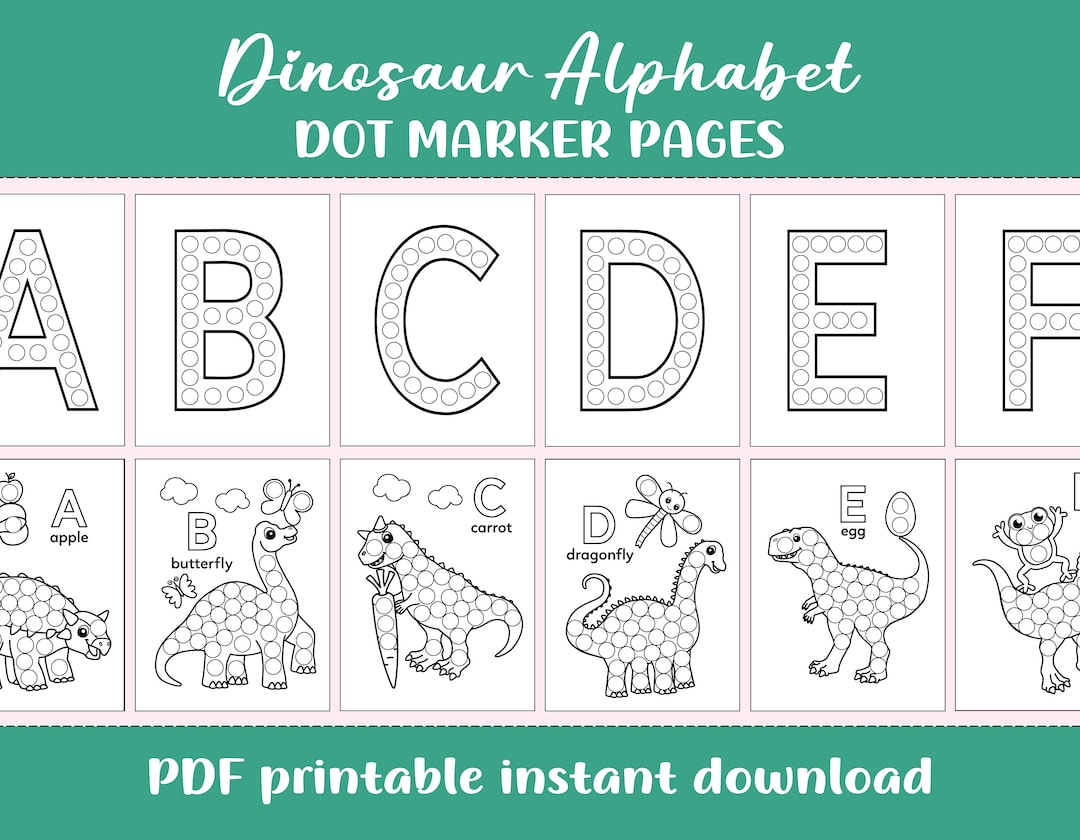 Dinosaur Dot Marker Kids Printable Digital Download Coloring Pages ...