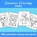 Summer Coloring Pages Bundle, Instant Download, Kids Summer Fun ...