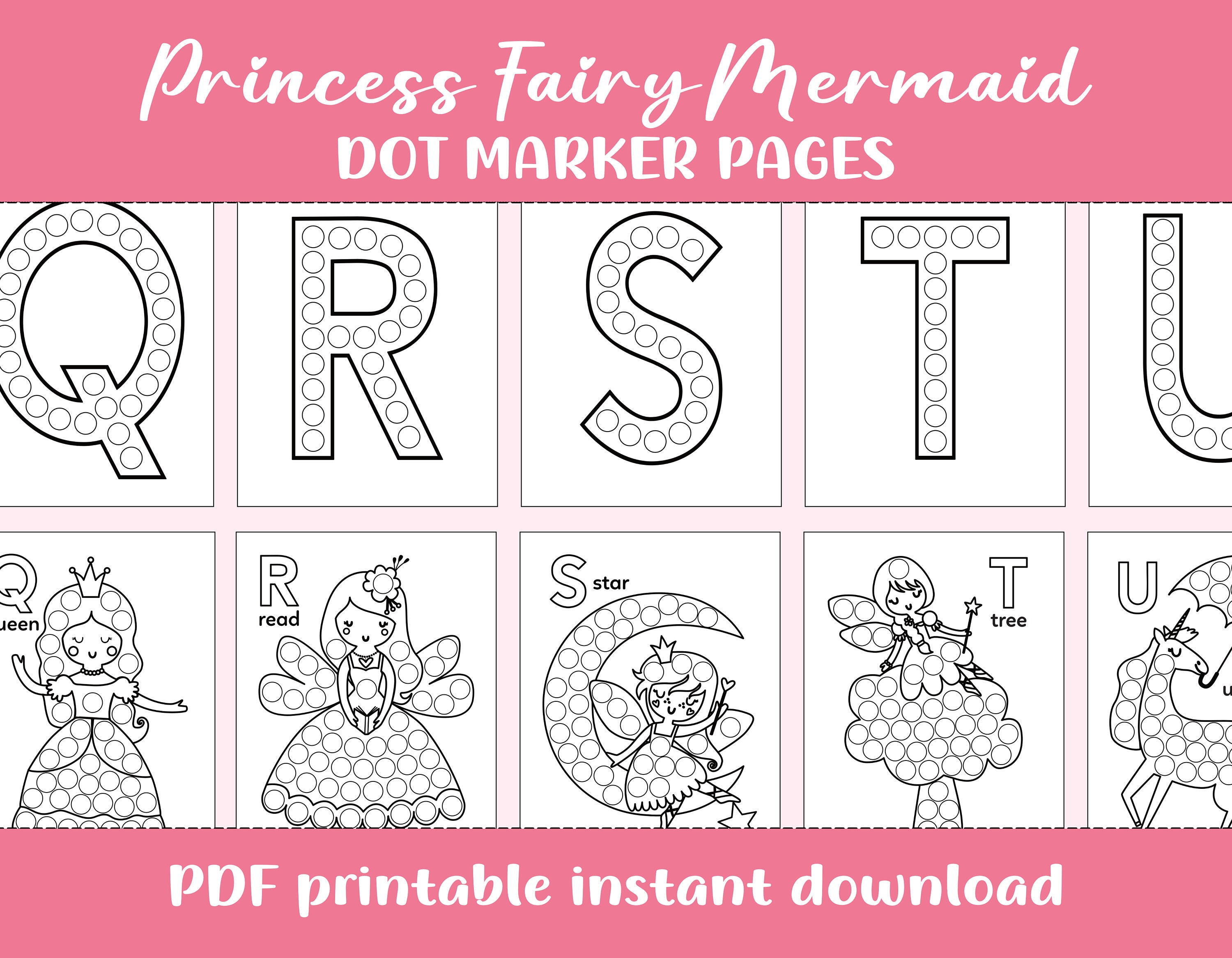 Princess Coloring Pages, Dot Marker Coloring Pages, Children Coloring ...