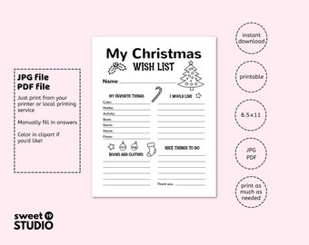 Christmas Wish List Printable - Etsy