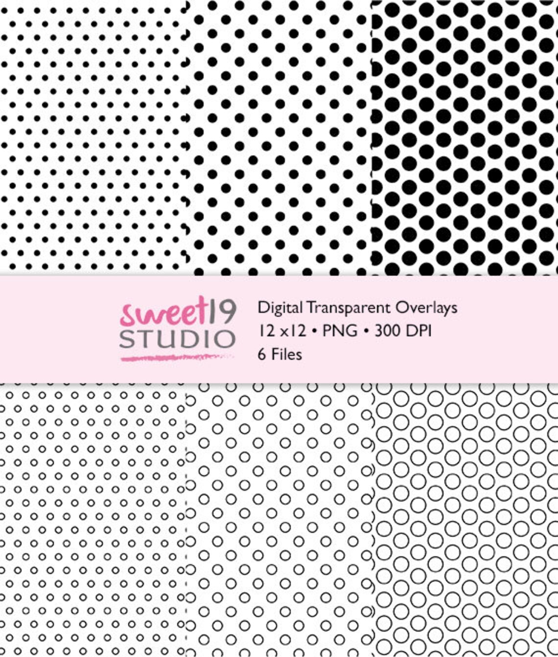 Black Dot Pattern Digital Overlay, Black Dots Overlay, Black Dots Paper ...