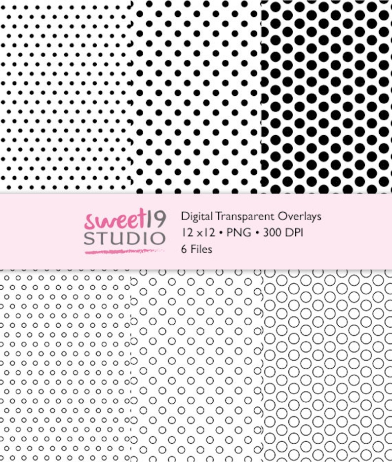 Black Dot Pattern Digital Overlay, Black Dots Overlay, Black Dots Paper ...