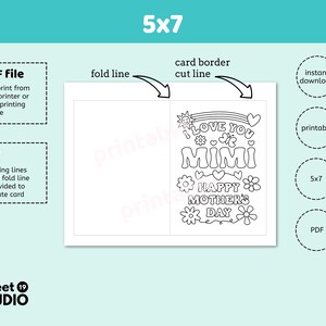 Mimi Mother's Day Printable Card, 5x7 Mimi Coloring Card, Mimi Coloring ...