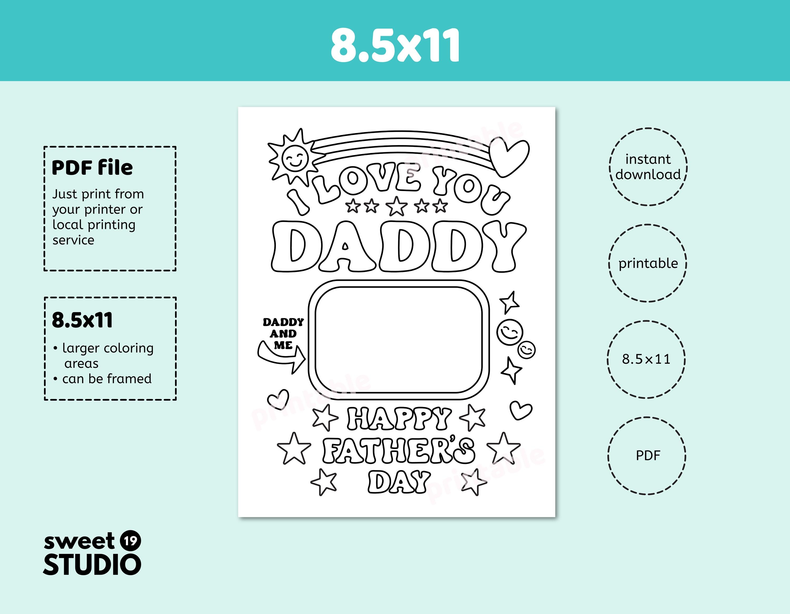 Father's Day Gift Coloring Printable, Daddy Printable, 8.5x11, PDF ...