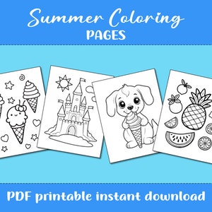 Summer Coloring Pages Bundle, Instant Download, Kids Summer Fun ...