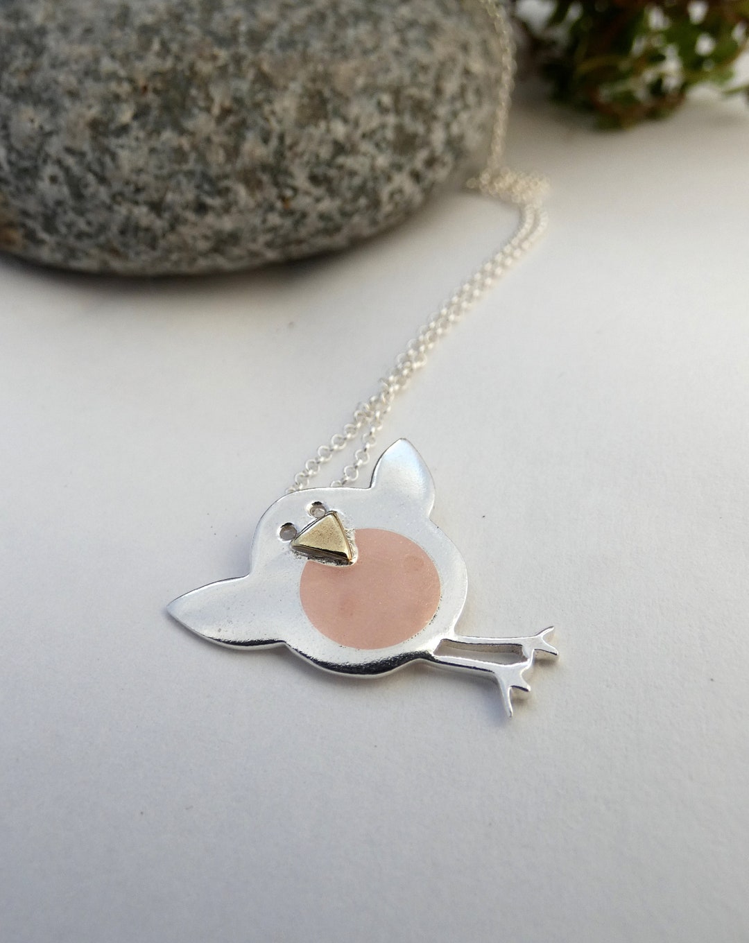 Robin Pendant Sterling Silver With Brass and Copper, Mixed Metal ...