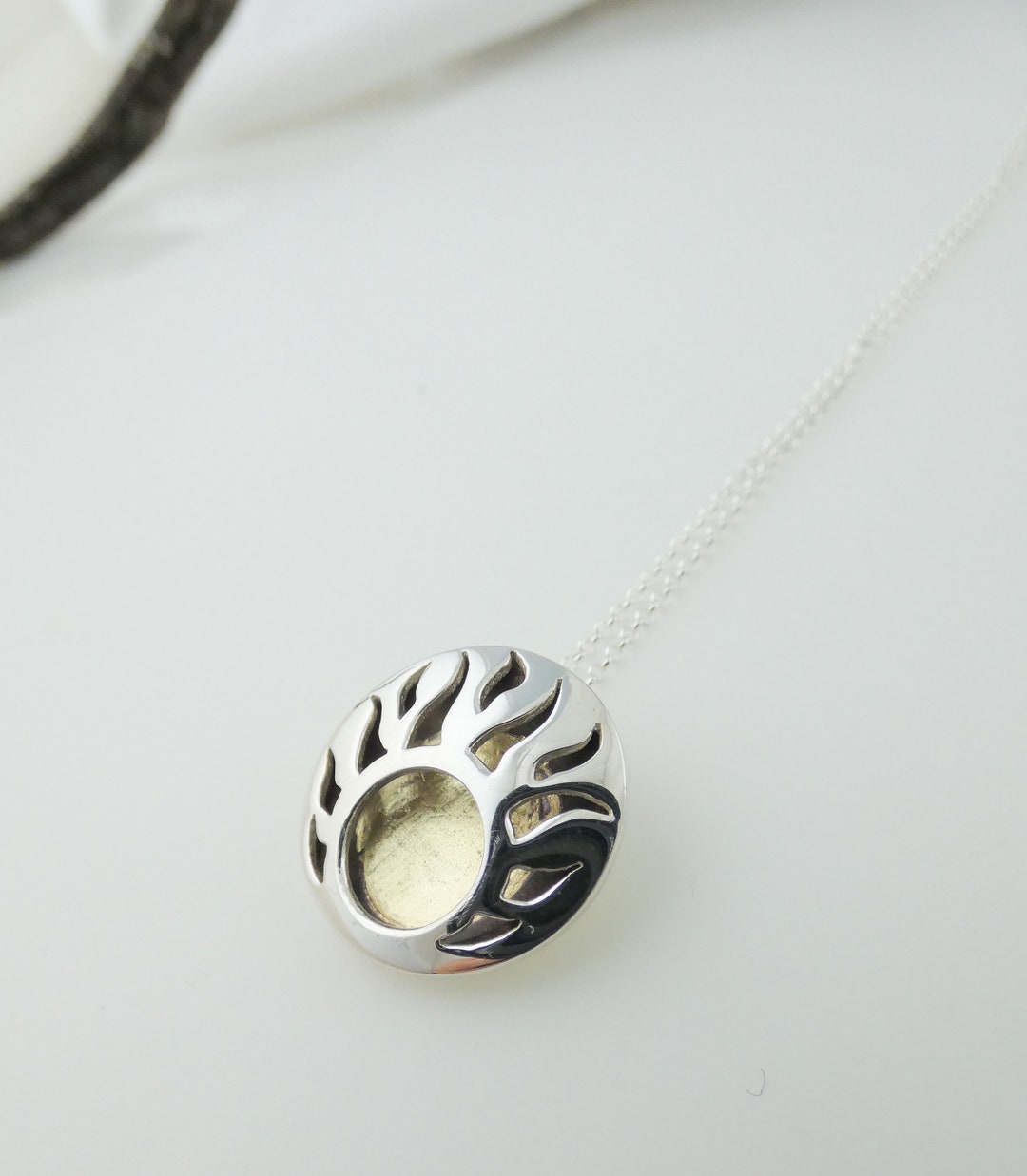 Lughnasa Round Pendant, Sterling Silver With Brass, Mixed Metal ...