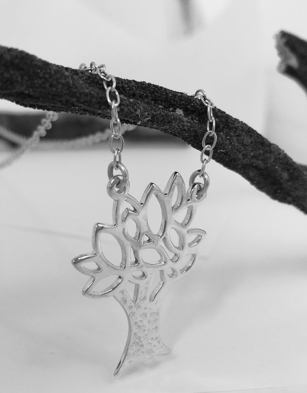 Tree of Knowledge Pendant, Sterling Silver Tree, Textured Silver ...