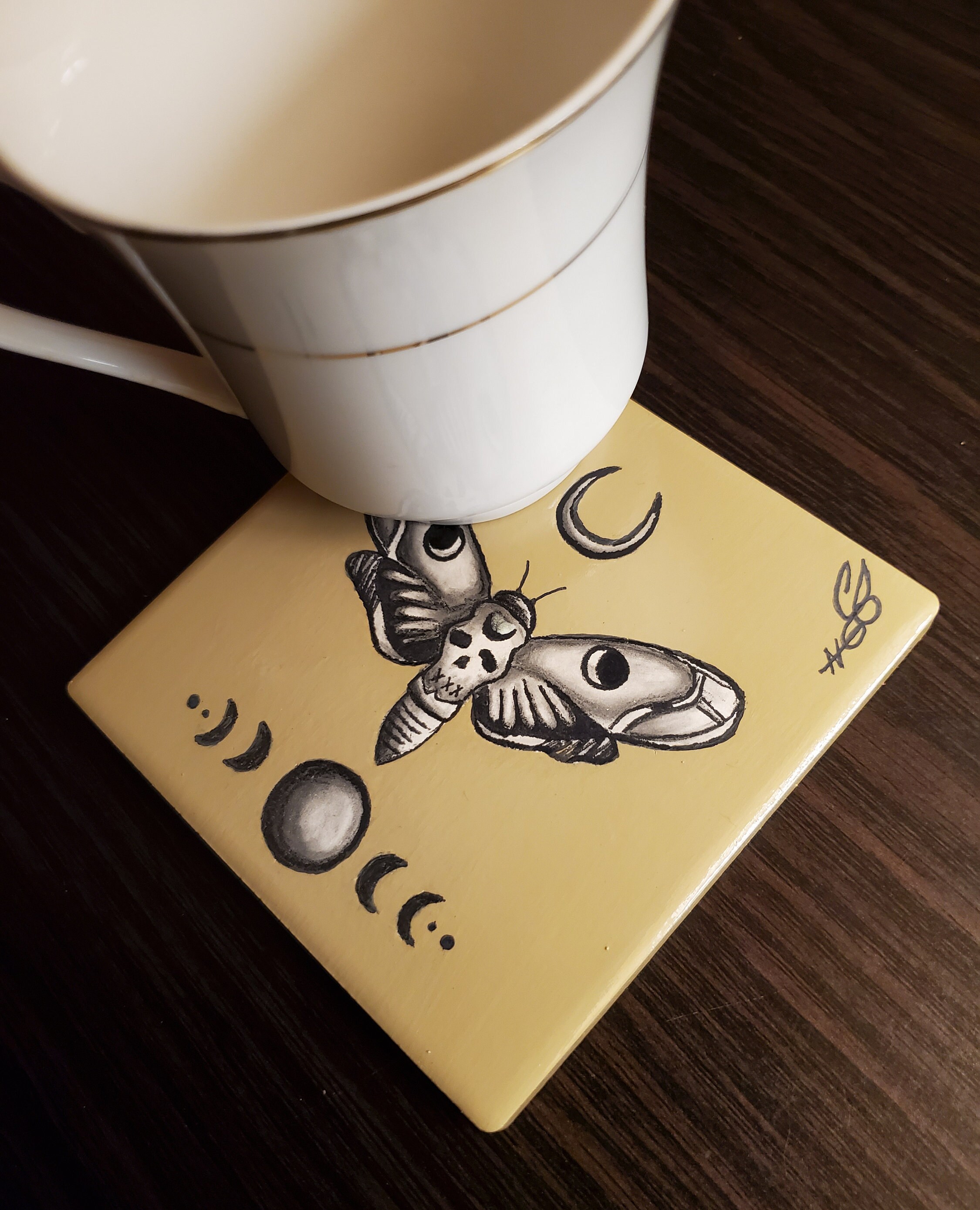 Ceramic Coaster 4x4 Hand Painted Coaster Waterproof - Etsy