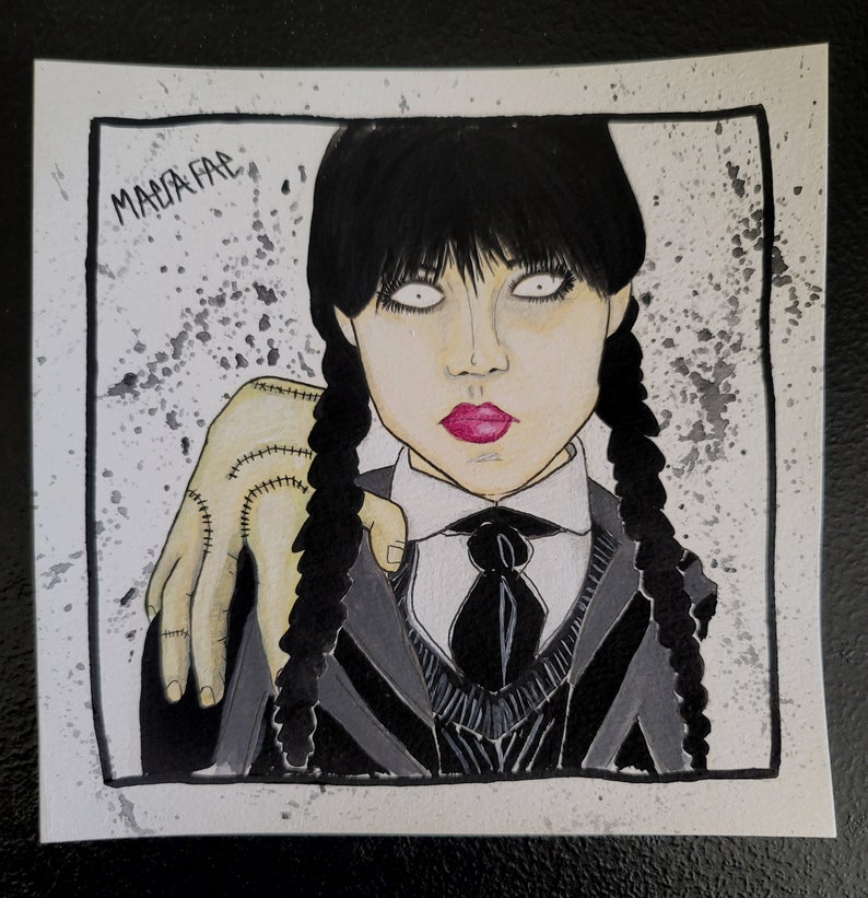 6x6 Original Painting Wednesday Addams, Dark Art, Addams Family, Spooky ...