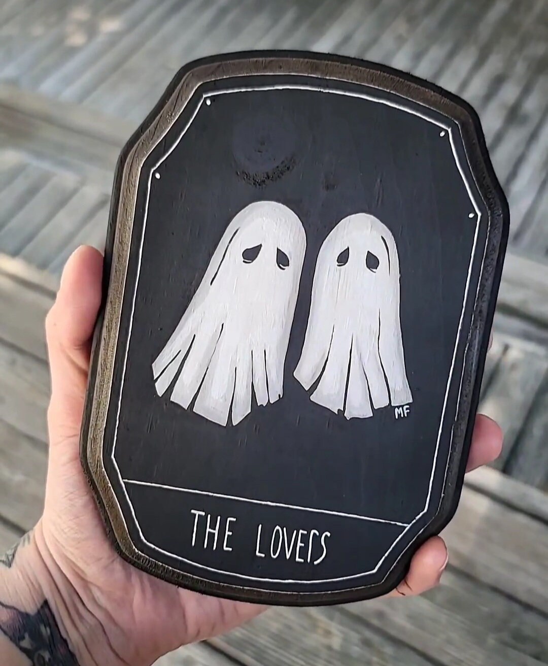 Haunted Ghost Plaque - the Lovers, Tarot Card Art, Dark Art, Halloween, Goth Decor, Witch, Ghost ...