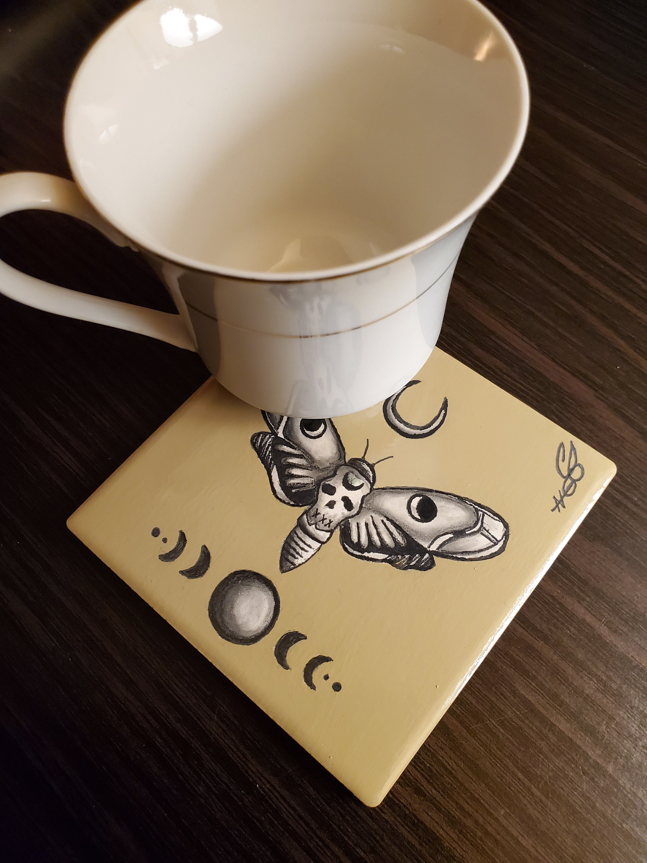 Ceramic Coaster 4x4 Hand Painted Coaster Waterproof - Etsy