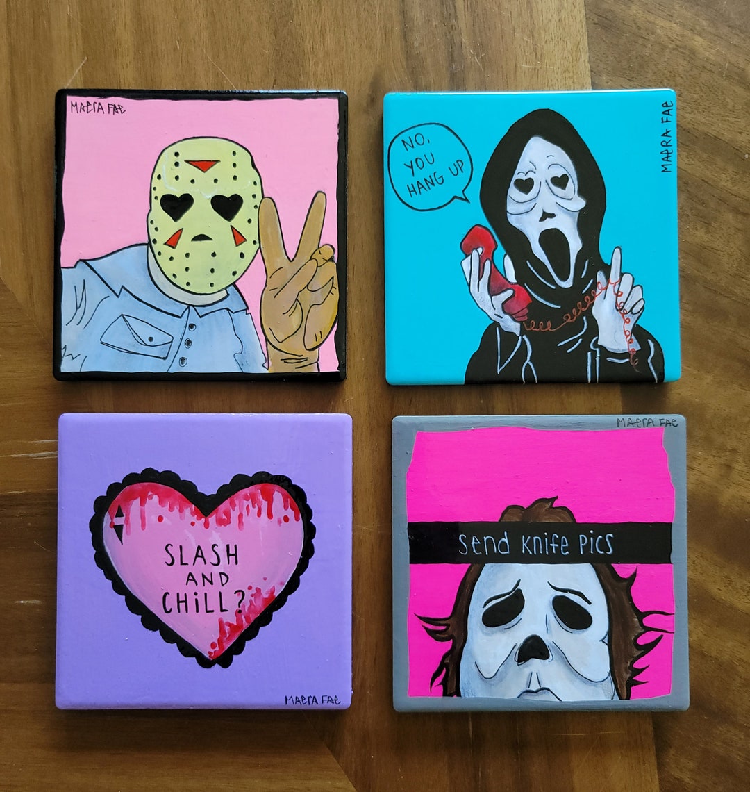 Ceramic Coasters (pack of 4) - Scary Movie Art, Horror Movie Icons ...