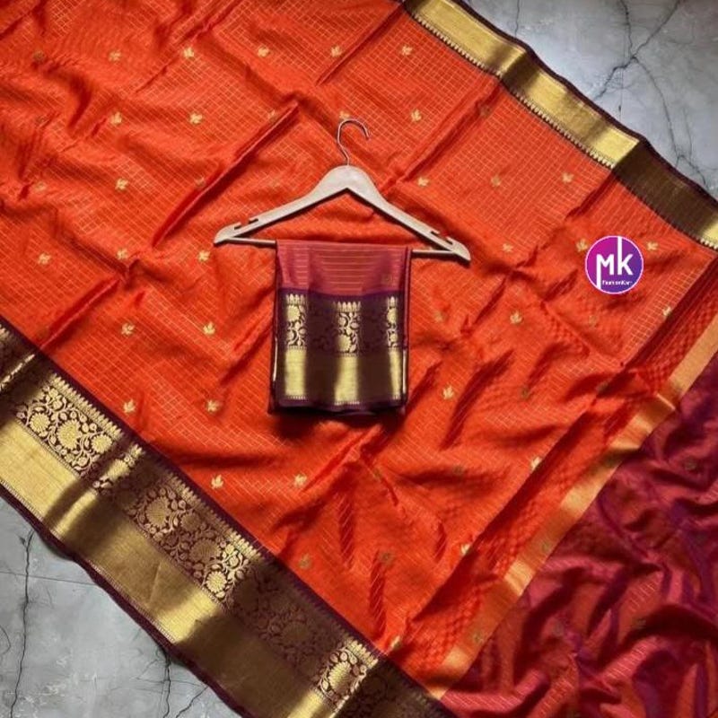 Brown and Orange Saree - Etsy