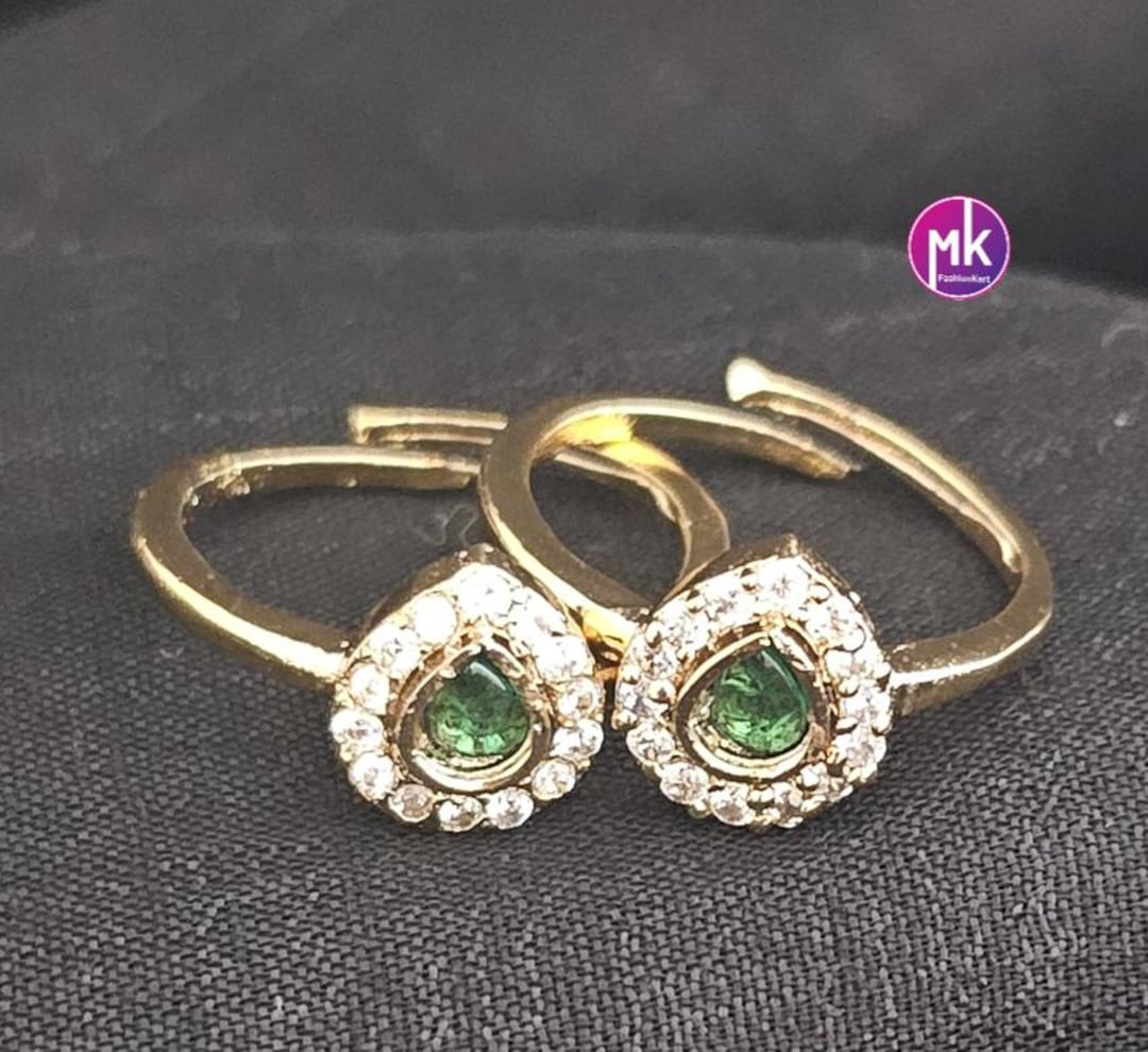 Antique Gold Finish Toe Ring With AD Stones/leg Finger Ring/adjustable ...
