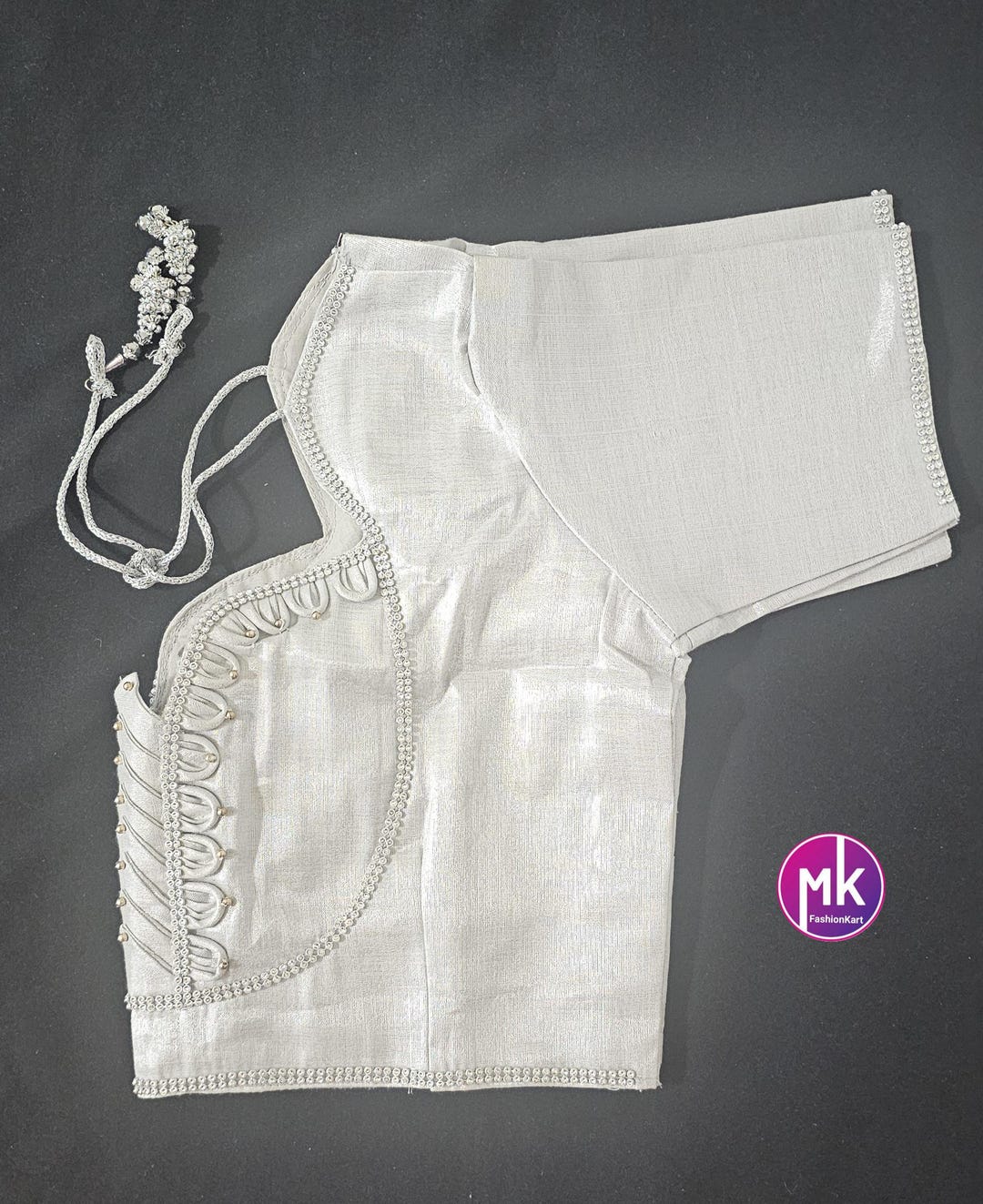 Silver Color Readymade Saree Blouse - Silk With Embroidery Blouse ...