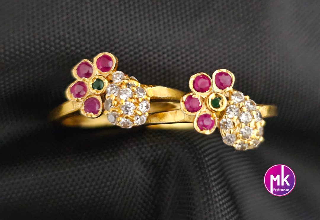 Gold Finish Toe Ring With AD Stones/leg Finger Ring/adjustable Toe Ring ...