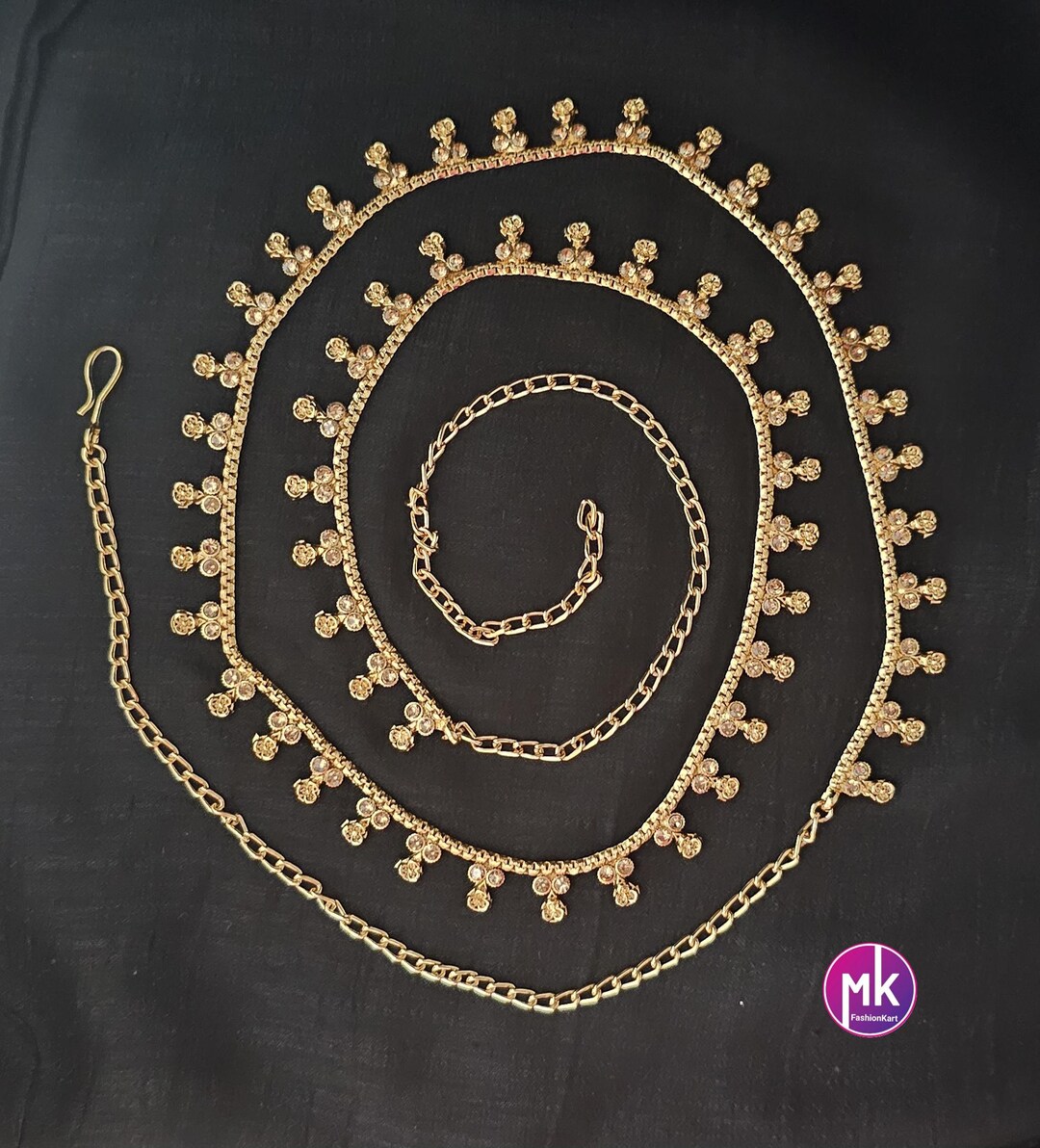 Gold Finish With AD Stones Hip Chain-traditional Hip Chain-vaddanam ...