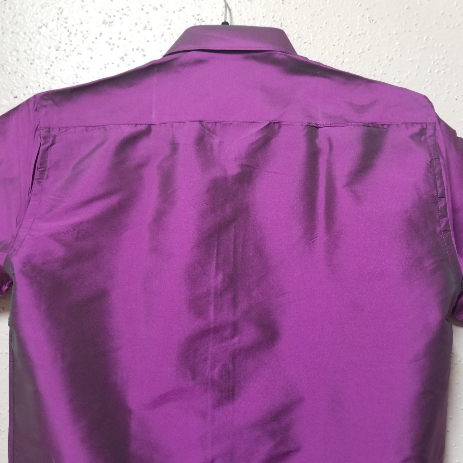 Men's Silk Shirt Half Hand Violet Color Size 38 M - Etsy