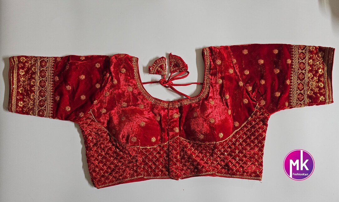 Readymade Saree Blouse - Sabyasachi Pattern Velvet Blouse With Vibrant ...