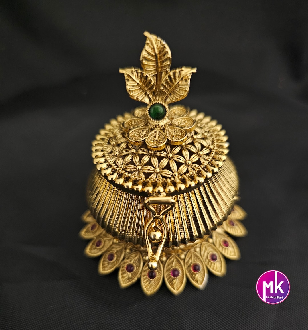 Gold Plated Kumkum Box/sindoor Box/wedding Gift/pooja Accessory/indian ...