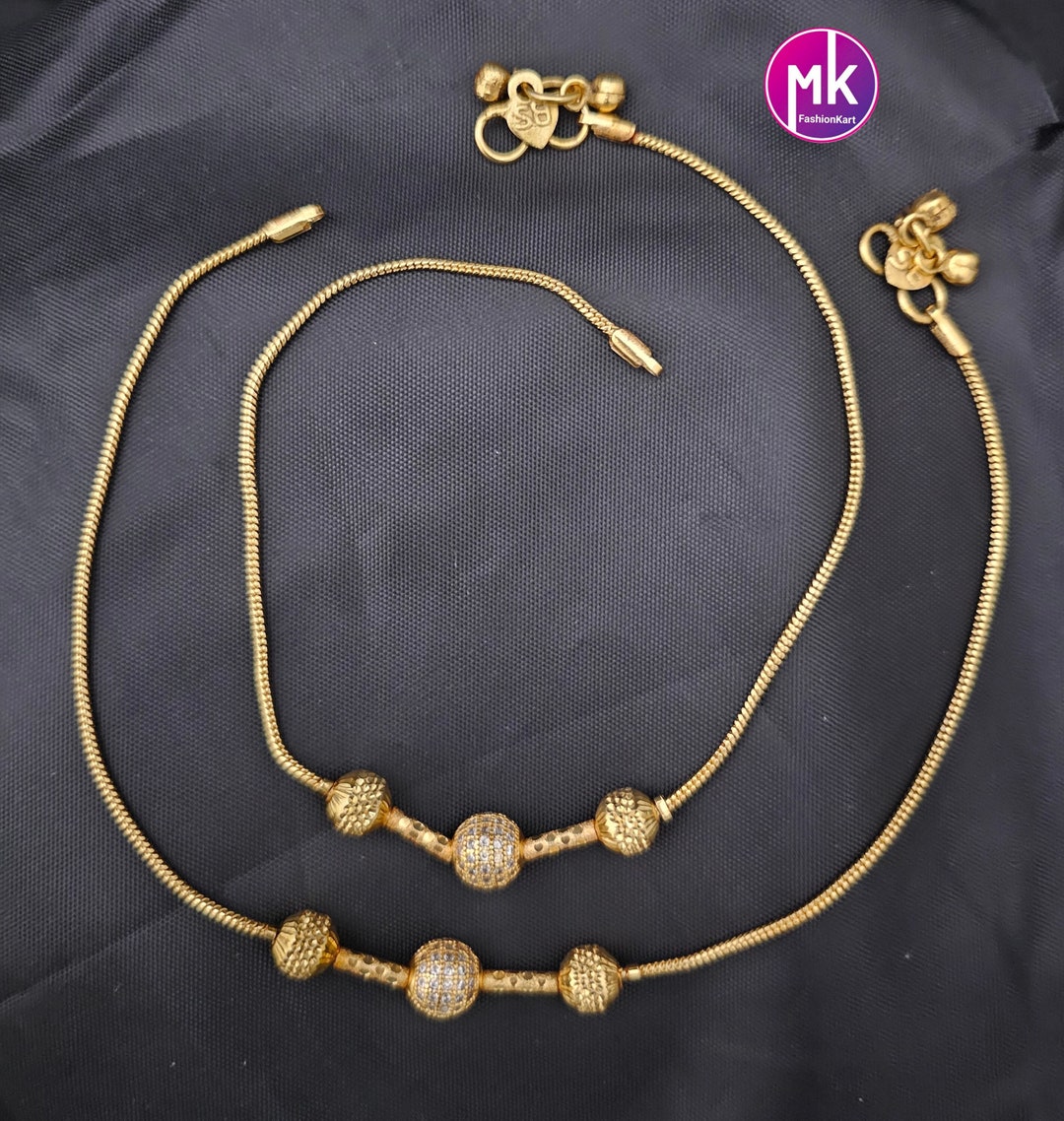 Gold Finish Premium Quality AD Stone Anklet/leg Chain/kolusu- MK ...