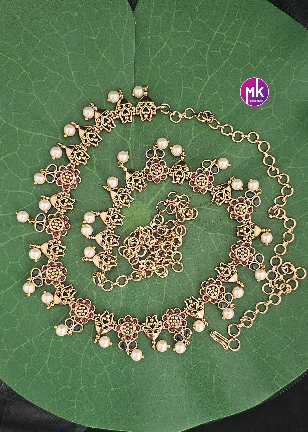 Flower Design AD Stone Premium Quality Hip Belt-vaddanam-kamarbandh ...