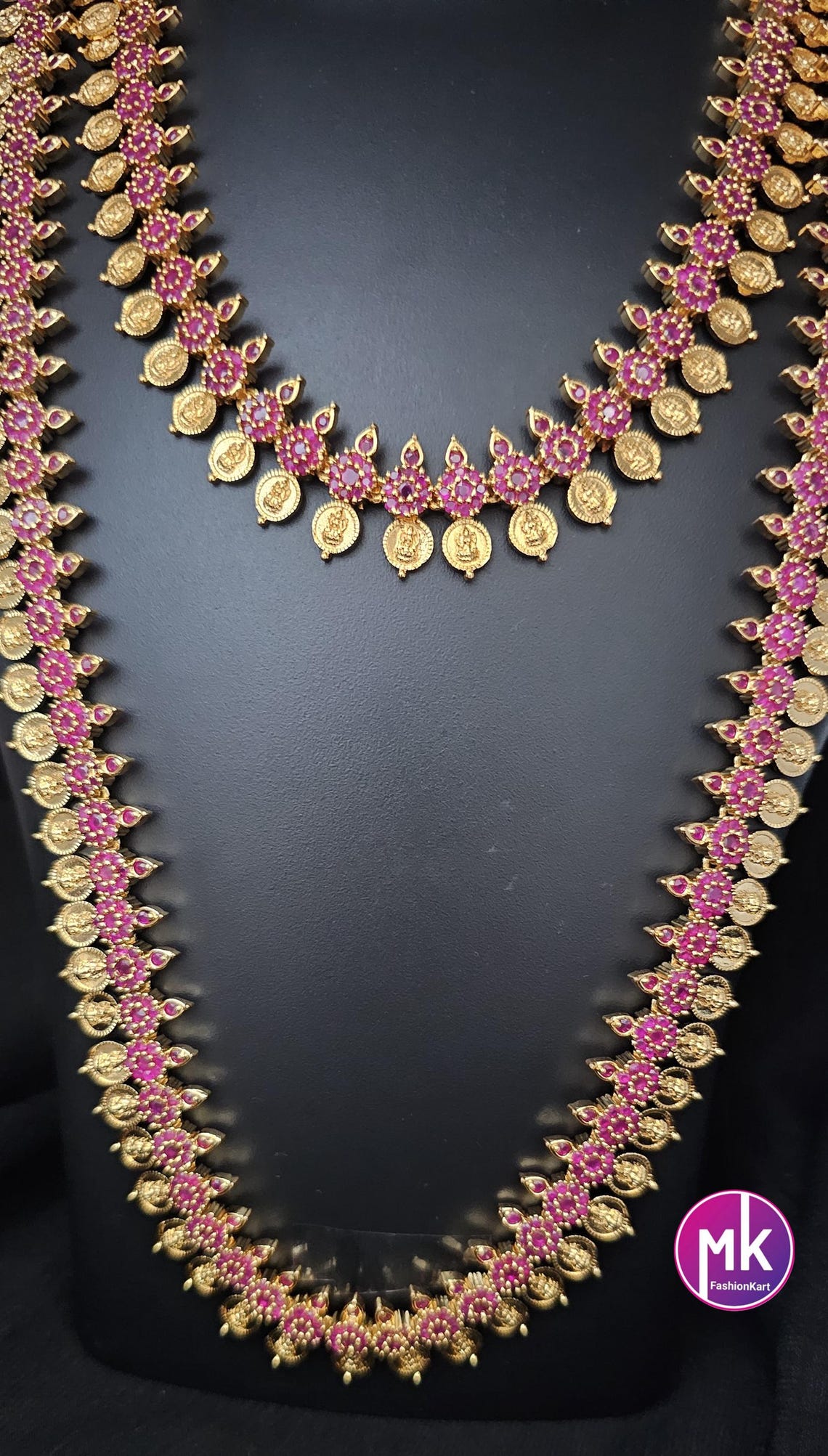 Lakshmi Premium Quality Combo Ruby AD Gold Finish Combo Set - Gold ...
