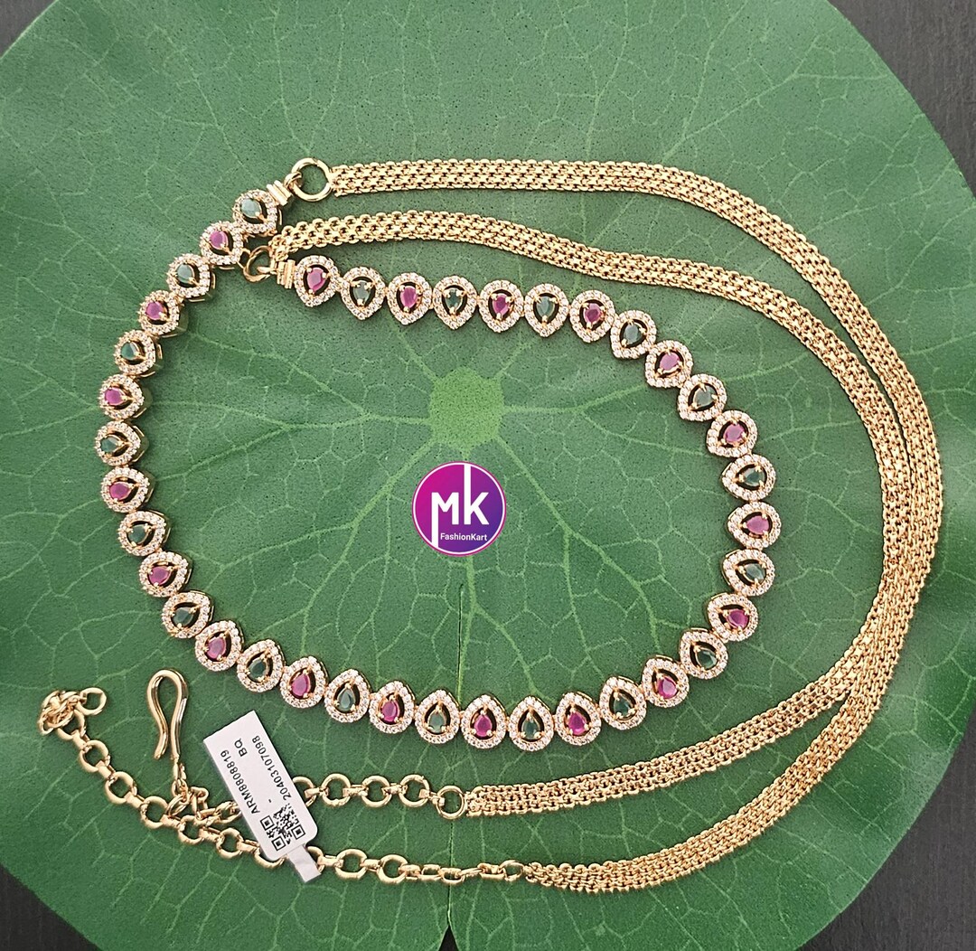 Premium Quality Gold Finish With AD Stones Hip Chain - Vaddanam ...
