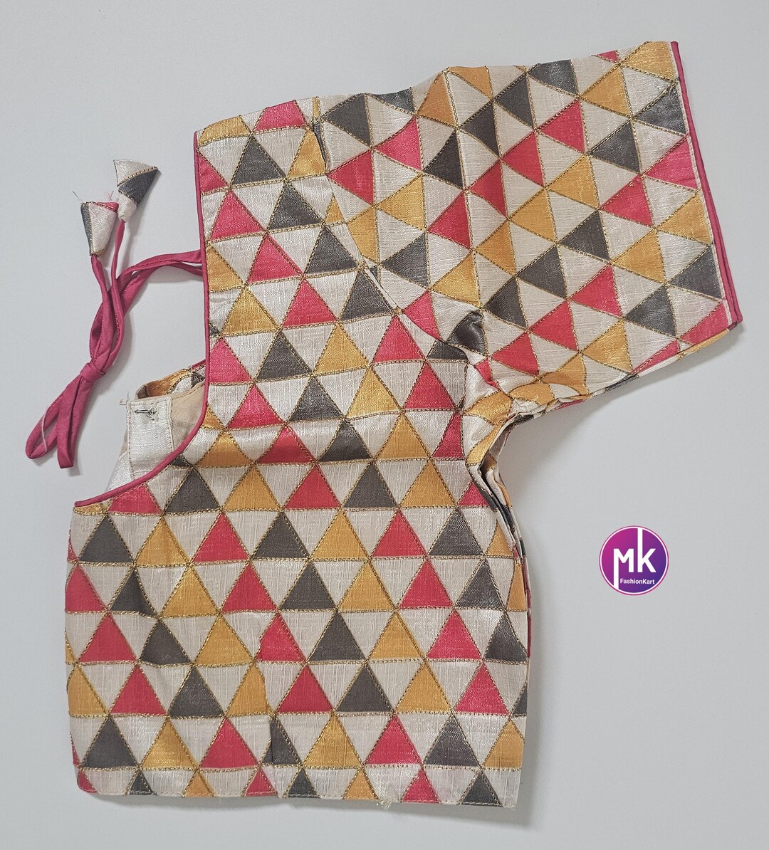 Readymade Saree Blouse - Silk Basse Multi-color Triangle Design Blouse ...