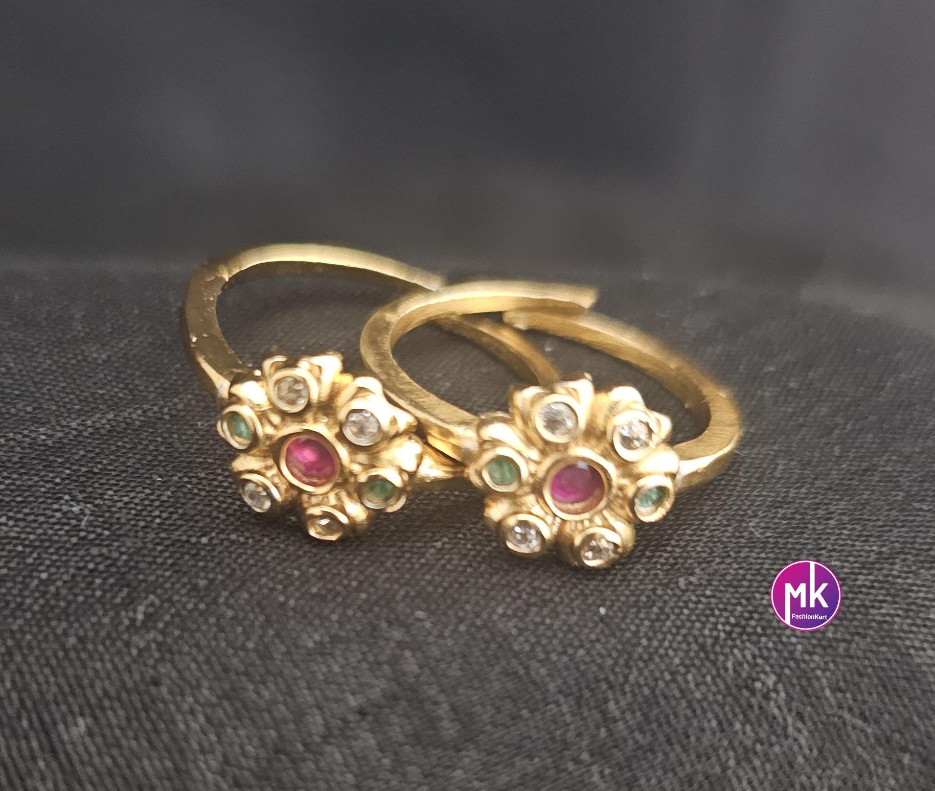 Matte Gold Finish Toe Ring With AD Stones/leg Finger Ring/adjustable ...