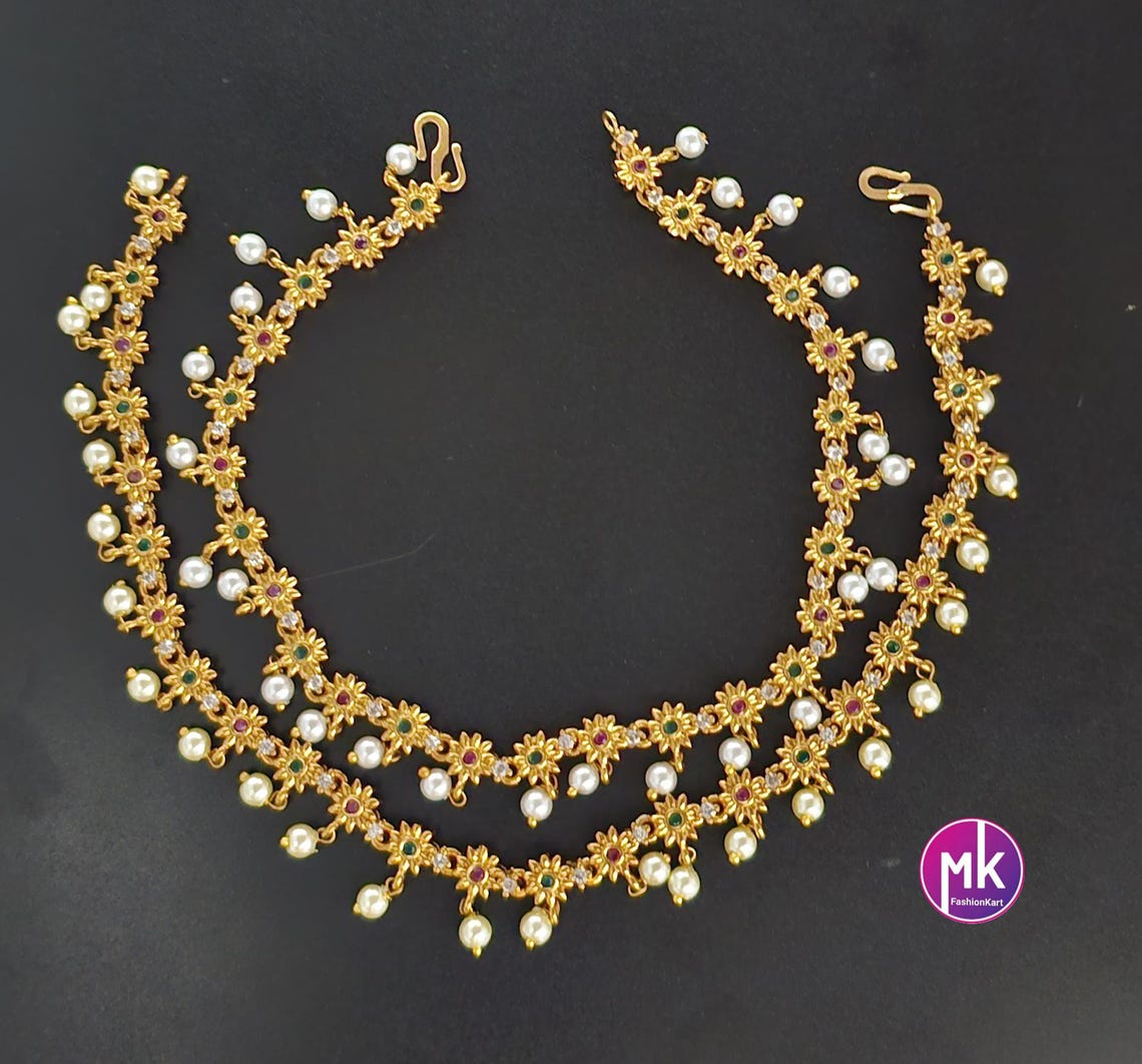 Matte Gold Finish/gold Finish Premium Quality AD Stone Multi-color ...
