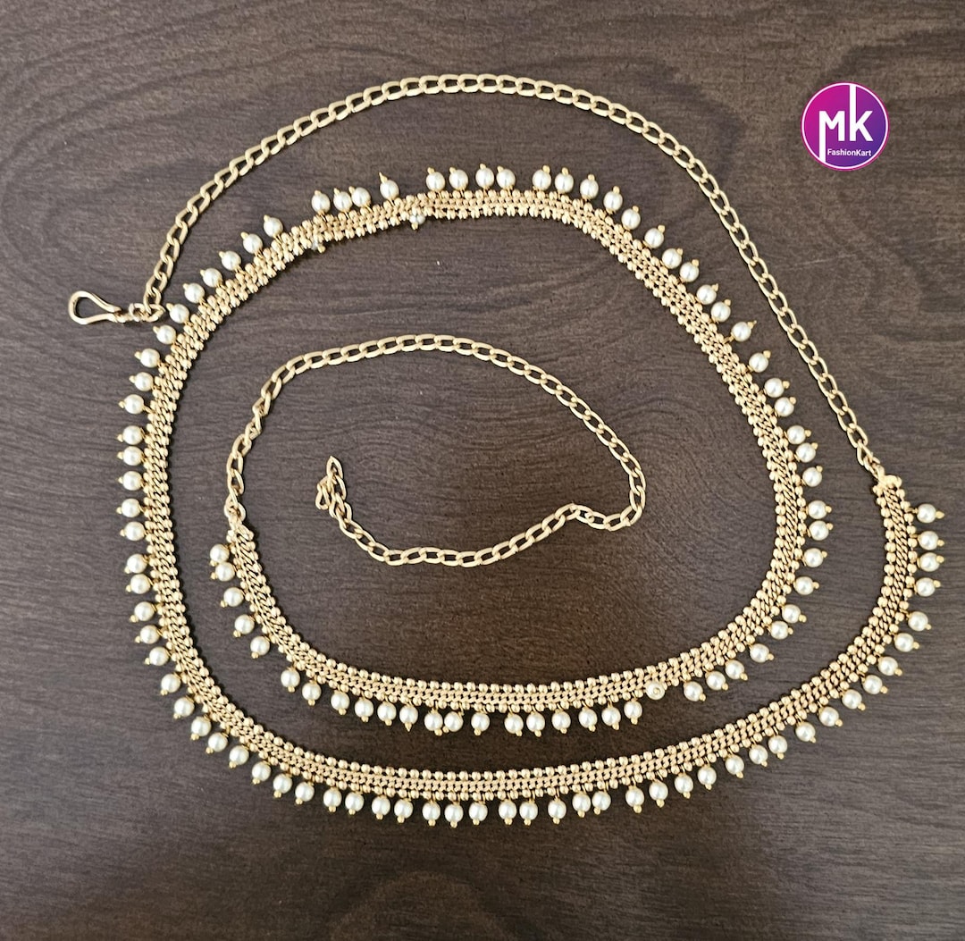 Pearl Gold Finish Hip Chain-traditional Hip Chain-vaddanam-kamarbandh ...