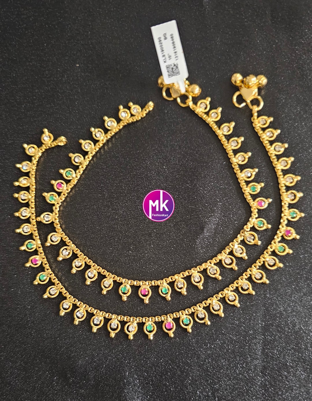 Gold Finish Premium Quality AD Stone Multi-color Anklet/leg Chain ...