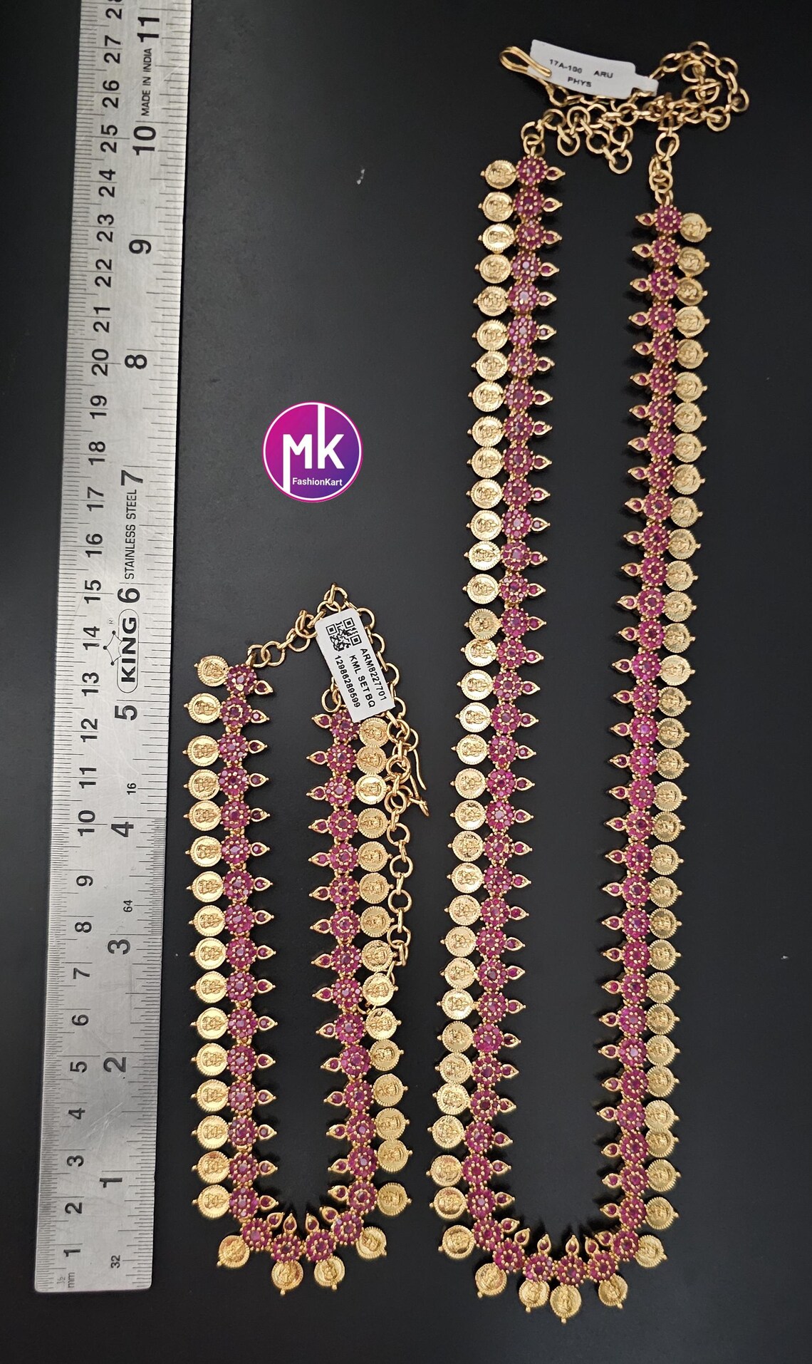 Lakshmi Premium Quality Combo Ruby AD Gold Finish Combo Set - Gold ...