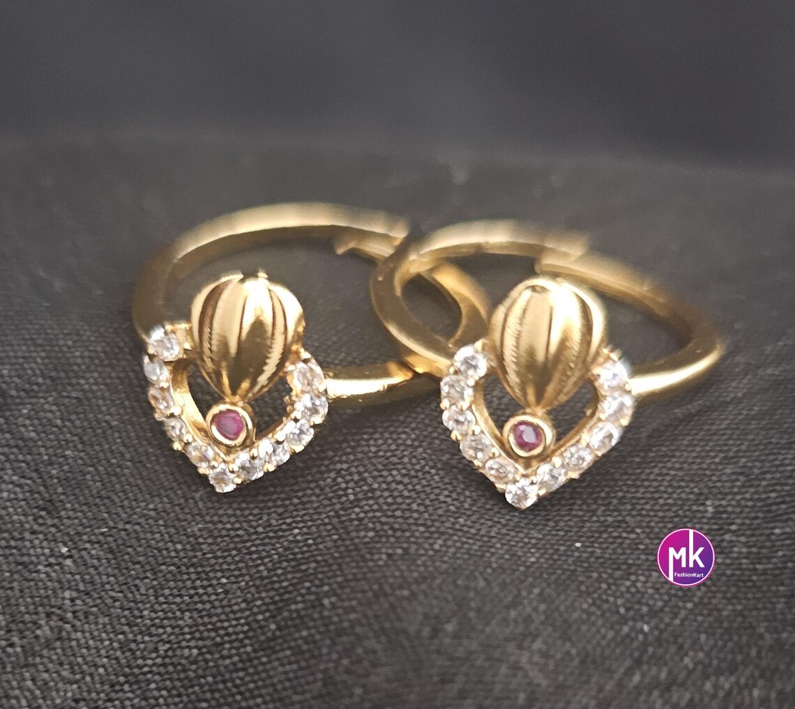 Matte Gold Finish Toe Ring With AD Stones/leg Finger Ring/adjustable ...