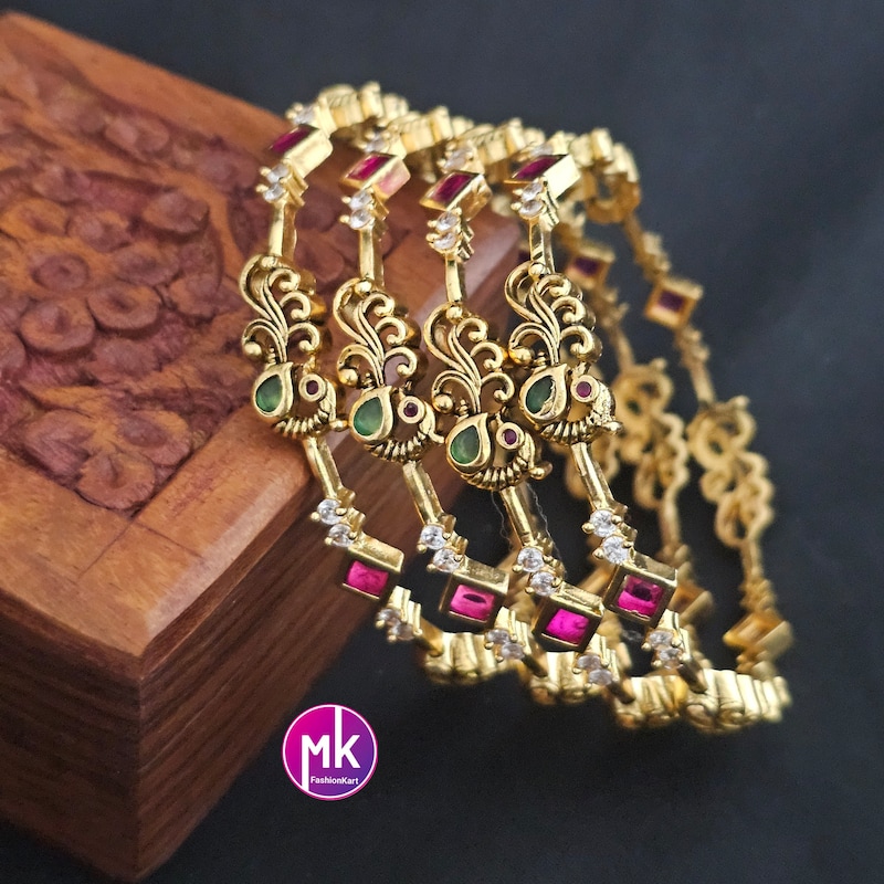 Peacock Bangles With Stones - Etsy