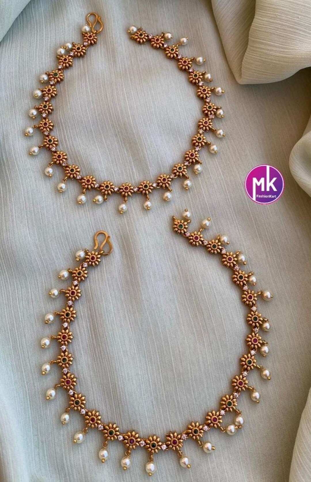 Matte Gold Finish/gold Finish Premium Quality AD Stone Multi-color ...