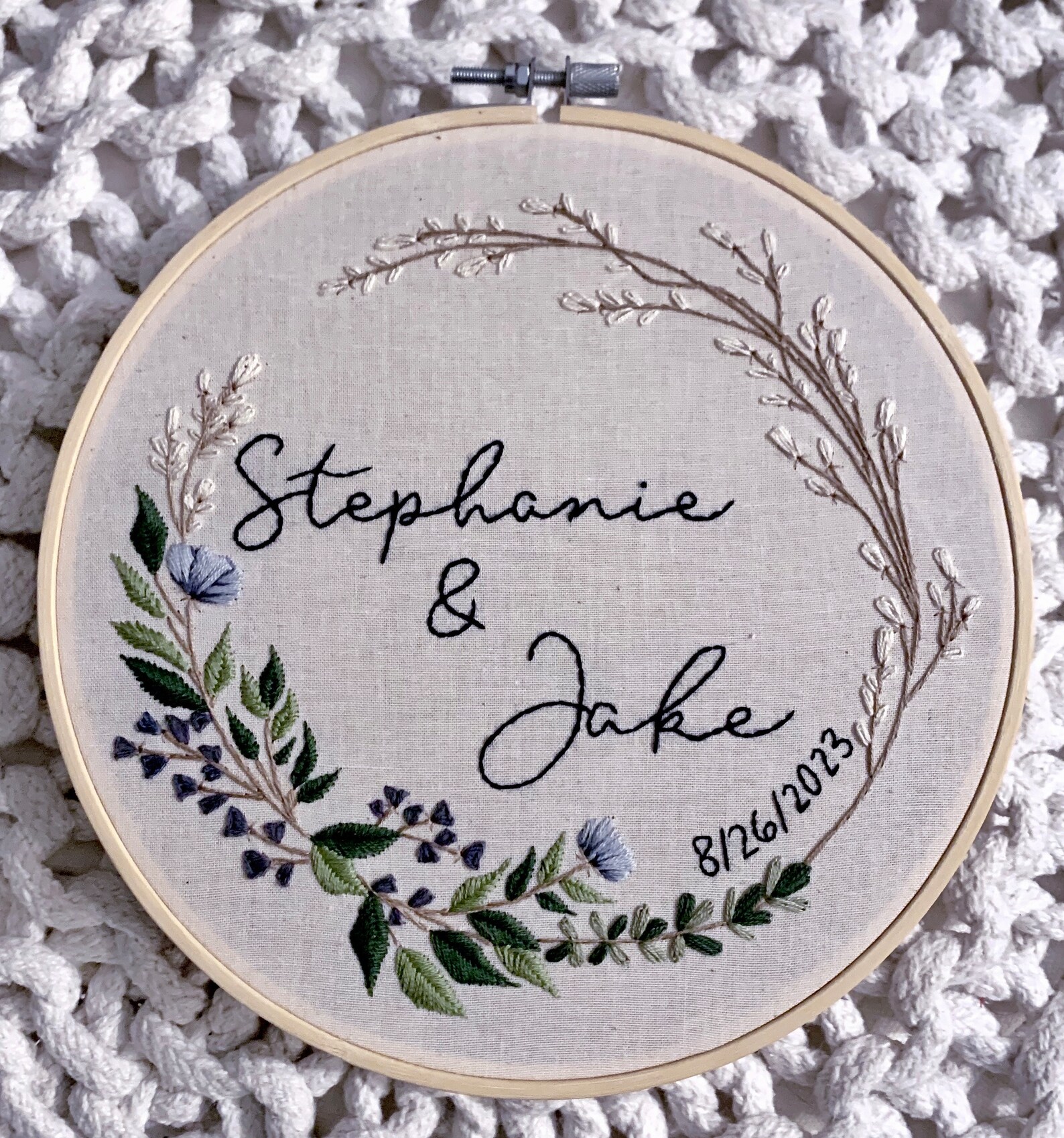 Custom Wedding Embroidery With Florals - Etsy