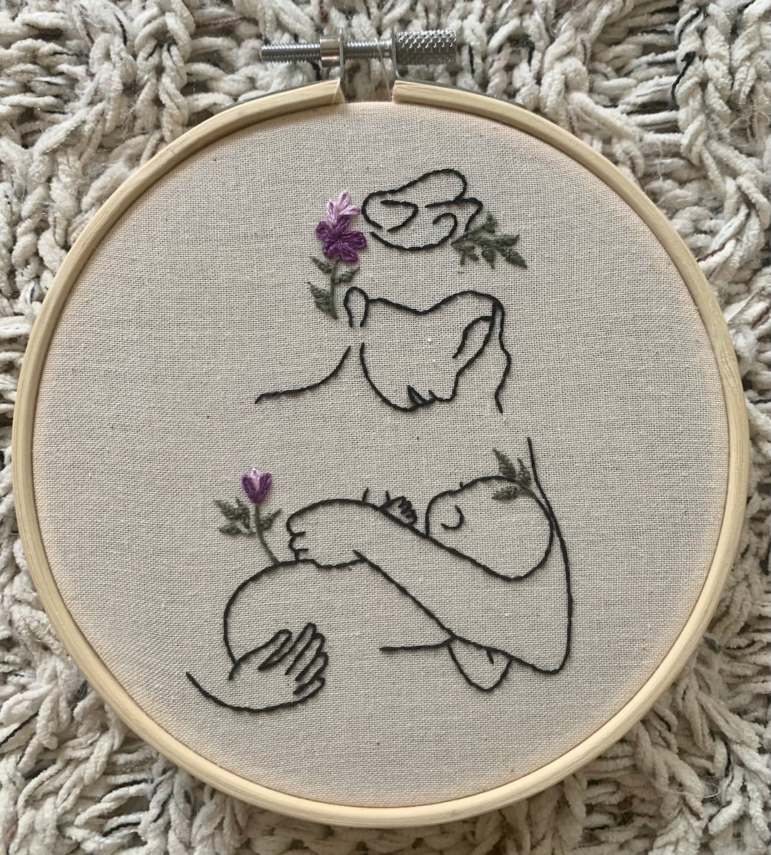 Mother and Baby - Nursery Decor - Embroidery - Etsy