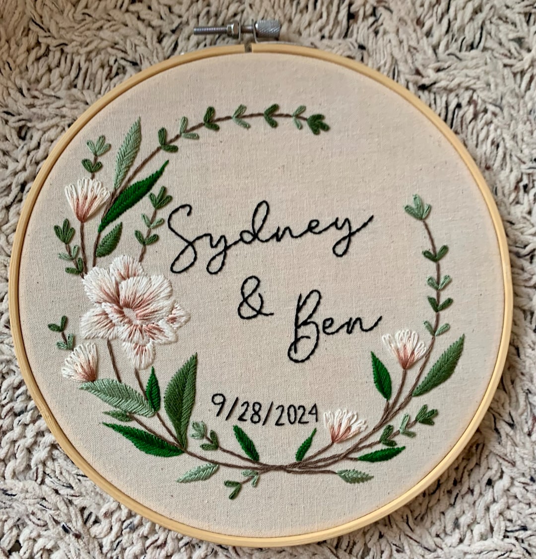 Custom Wedding Embroidery With Florals - Etsy