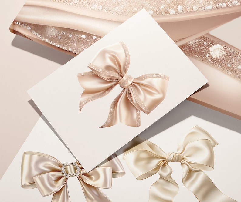 20 Beige Ribbon Clipart Pack, Aesthetic Ribbon Graphics, Transparent ...