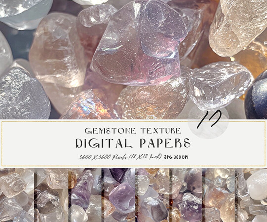 Gemstone Digital Papers, Natural Rough Clear Quartz/crystal/gem Texture ...