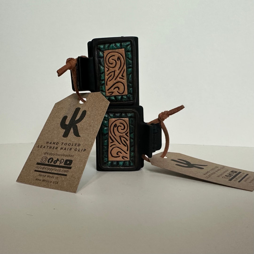 Hand Tooled Leather Hair Clip - Etsy