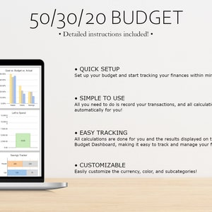 50/30/20 Monthly Budget Spreadsheet Google Sheets Excel Paycheck Budget ...