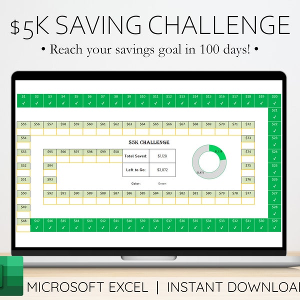 Excel Template Money Challenge - Etsy