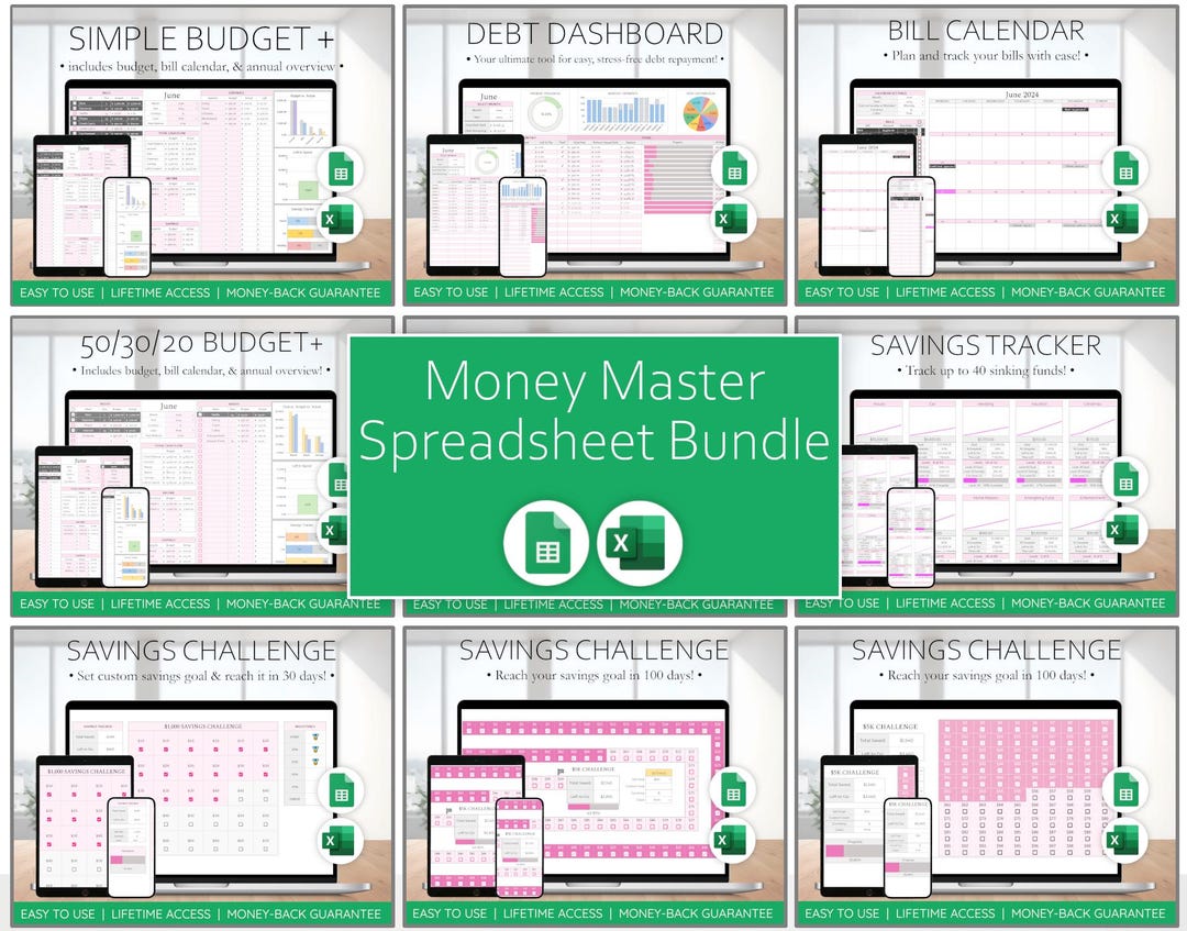 Personal Finance Spreadsheet Bundle Digital Budget Spreadsheet Template ...